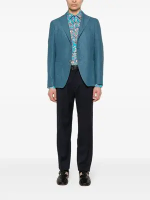 Etro Floral-print Linen Shirt - Blue
