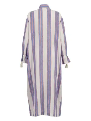 PAULA Embroidered Striped Linen Dress