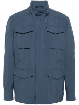 Paul & Shark Hooded Waterproof Military Jacket - Blue