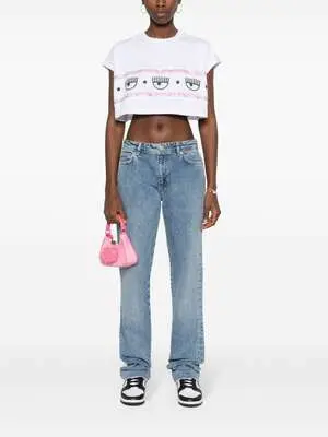 CHIARA FERRAGNI Logo-embroidered Straight Jeans