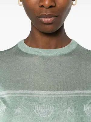 CHIARA FERRAGNI Eyelike-motif Cropped Jumper - Green