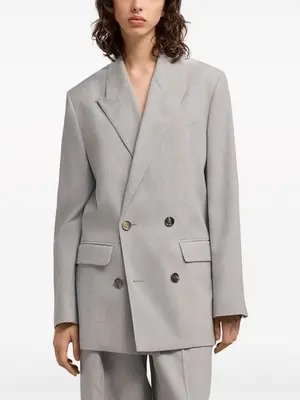 AMI Paris Double-breasted Virgin Wool Blazer - Grey