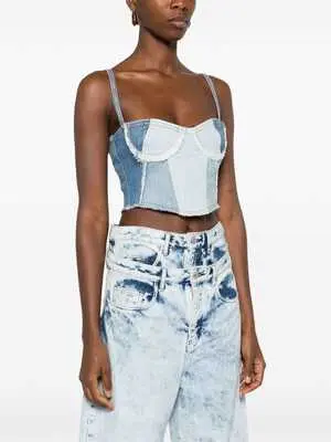 CHIARA FERRAGNI Denim Cropped Top