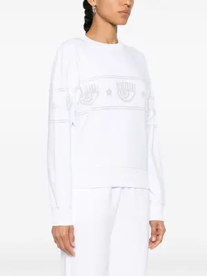 CHIARA FERRAGNI Logomania Stud-embellished Sweatshirt - White