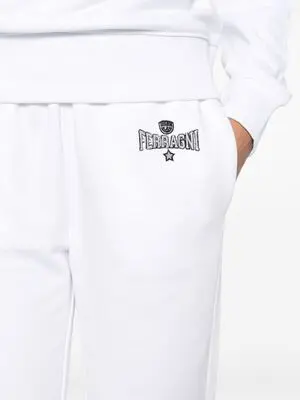 CHIARA FERRAGNI Logo-embroidered Track Pants - White