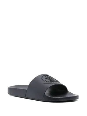 Moncler Basile Logo-embossed Slides - Blue