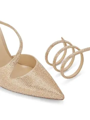 Rene Caovilla Margot Rhinestone-embellished Pumps - Gold
