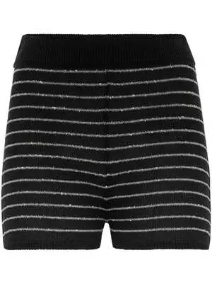 Brunello Cucinelli Striped Sequin-embellished Shorts