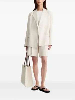 12 STOREEZ Pleated Linen Shorts - Neutrals
