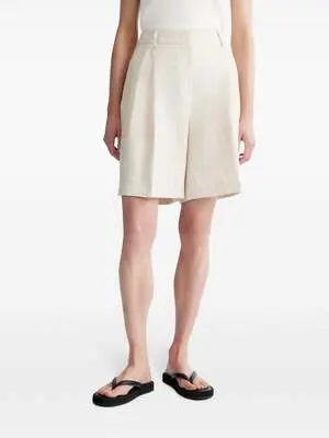 12 STOREEZ Pleated Linen Shorts - Neutrals