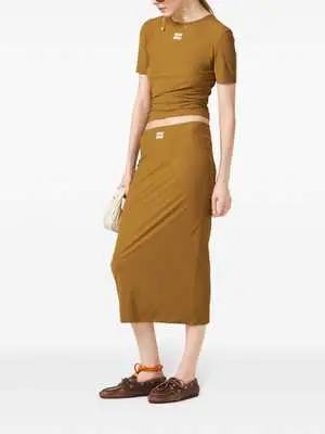 Miu Miu Rubberized-logo Midi Skirt