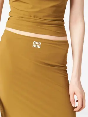 Miu Miu Rubberized-logo Midi Skirt