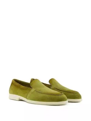 Santoni Malibu Almond-toe Leather Loafers - Neutrals