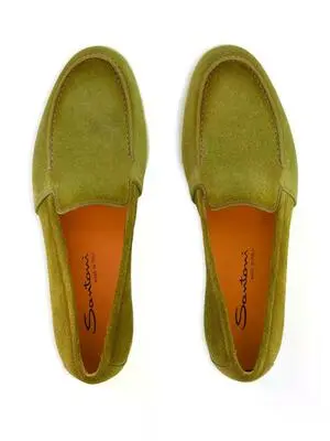 Santoni Malibu Almond-toe Leather Loafers - Neutrals