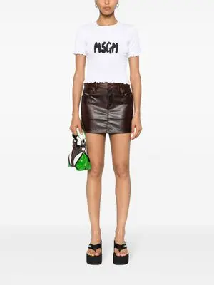 MSGM Logo-print Smocked T-shirt - White