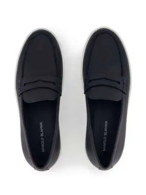 Manolo Blahnik Ellis Leather Loafers - Blue
