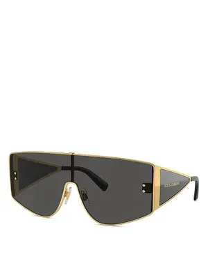 Dolce & Gabbana Rectangular Shield Sunglasses 144mm - Gold/gray Solid