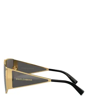 Dolce & Gabbana Rectangular Shield Sunglasses 144mm - Gold/gray Solid