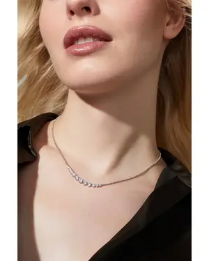 Nadri Graduated Cubic Zirconia Statement Necklace - Silver