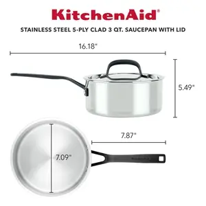 KITCHENAID 5 Ply Stainless Steel 3 Qt Saucepan And Lid