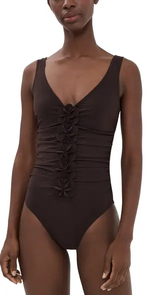 KARLA COLLETTO Tess V Neck Silent Underwire Tank One Piece - Chocolate