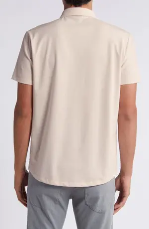 Robert Barakett Keyes Slim Fit Short Sleeve Knit Button-up Shirt