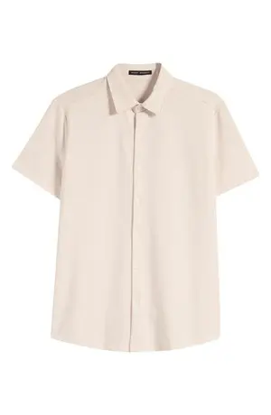 Robert Barakett Keyes Slim Fit Short Sleeve Knit Button-up Shirt