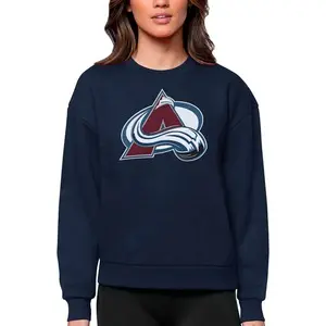 ANTIGUA Colorado Avalanche Primary Logo Victory Crewneck Pullover Sweatshirt - Navy
