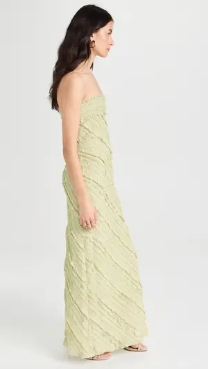 Endless Rose Strapless Ruffled Maxi Dress - Pistachio