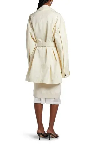 Bottega Veneta Double Breasted Cotton Twill Trench Coat