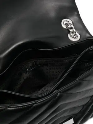 Armani Exchange Logo-plaque Quilted Shoulder Bag - Black