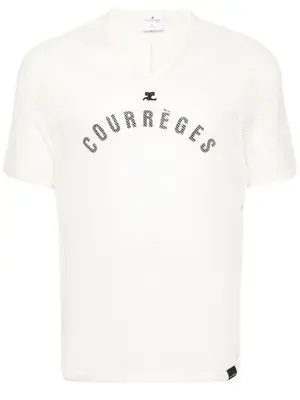 COURREGES Baseball Printed Mesh T-shirt - Neutrals