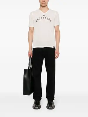 COURREGES Baseball Printed Mesh T-shirt - Neutrals