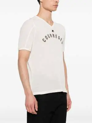 COURREGES Baseball Printed Mesh T-shirt - Neutrals
