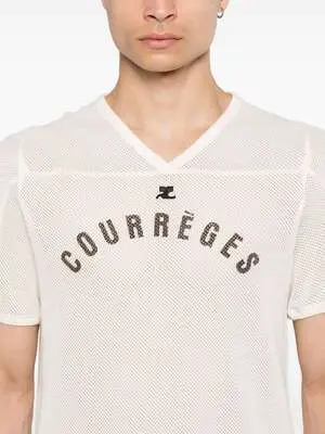 COURREGES Baseball Printed Mesh T-shirt - Neutrals
