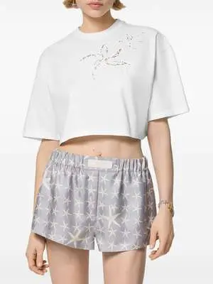 Versace Embroidered Cropped T-shirt