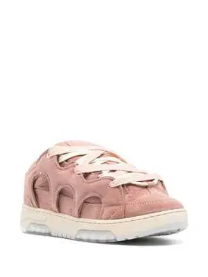SANTHA Panelled Padded Leather Sneakers - Pink