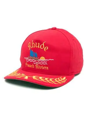 Rhude Slogan-embroidered Cap - Red