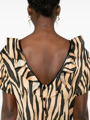 PARLOR Ruffle-detail Zebra-print Dress