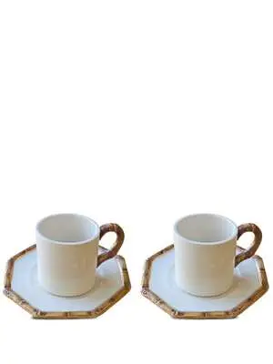 LES-OTTOMANS Bamboo Ceramic Coffee Cup - White