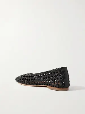 Staud Nell Woven Leather Ballet Flats - Black