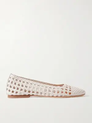 Staud STAUD Nell Woven Leather Ballet Flats White