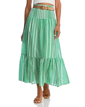 Aqua Striped Midi Skirt Exclusive