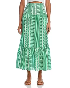 Aqua Striped Midi Skirt Exclusive