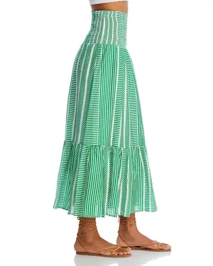 Aqua Striped Midi Skirt Exclusive