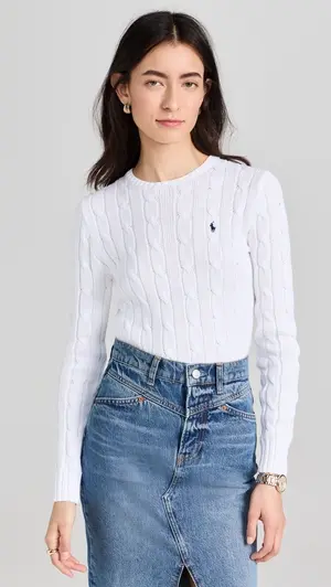 Polo Ralph Lauren Cotton Julianna Long Sleeve Pullover - White
