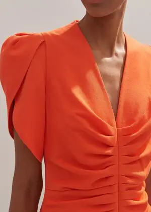ME+EM Textured Pleat Front Midi Dress