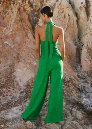ME+EM Cheesecloth Shirred Wide-leg Jumpsuit