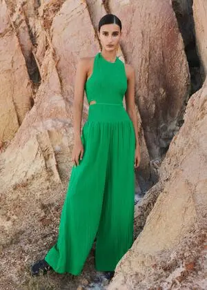 ME+EM Cheesecloth Shirred Wide-leg Jumpsuit