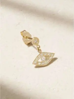 Jacquie Aiche 14-karat Diamond Evil Eye Stud Earring